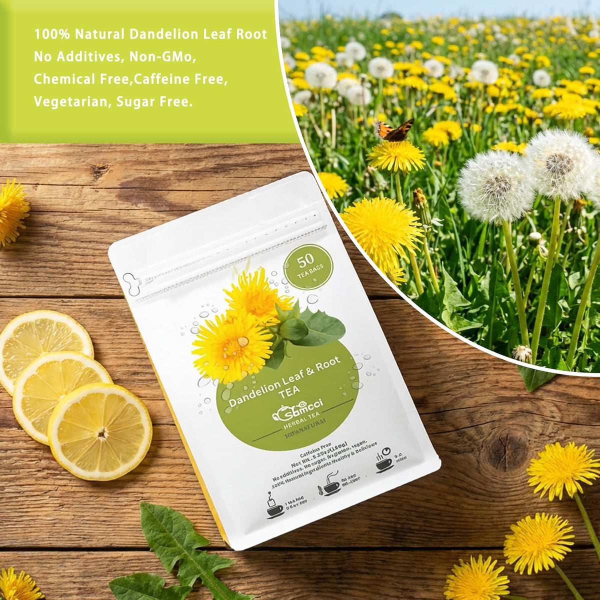 Organic dandelion root tea for digestion