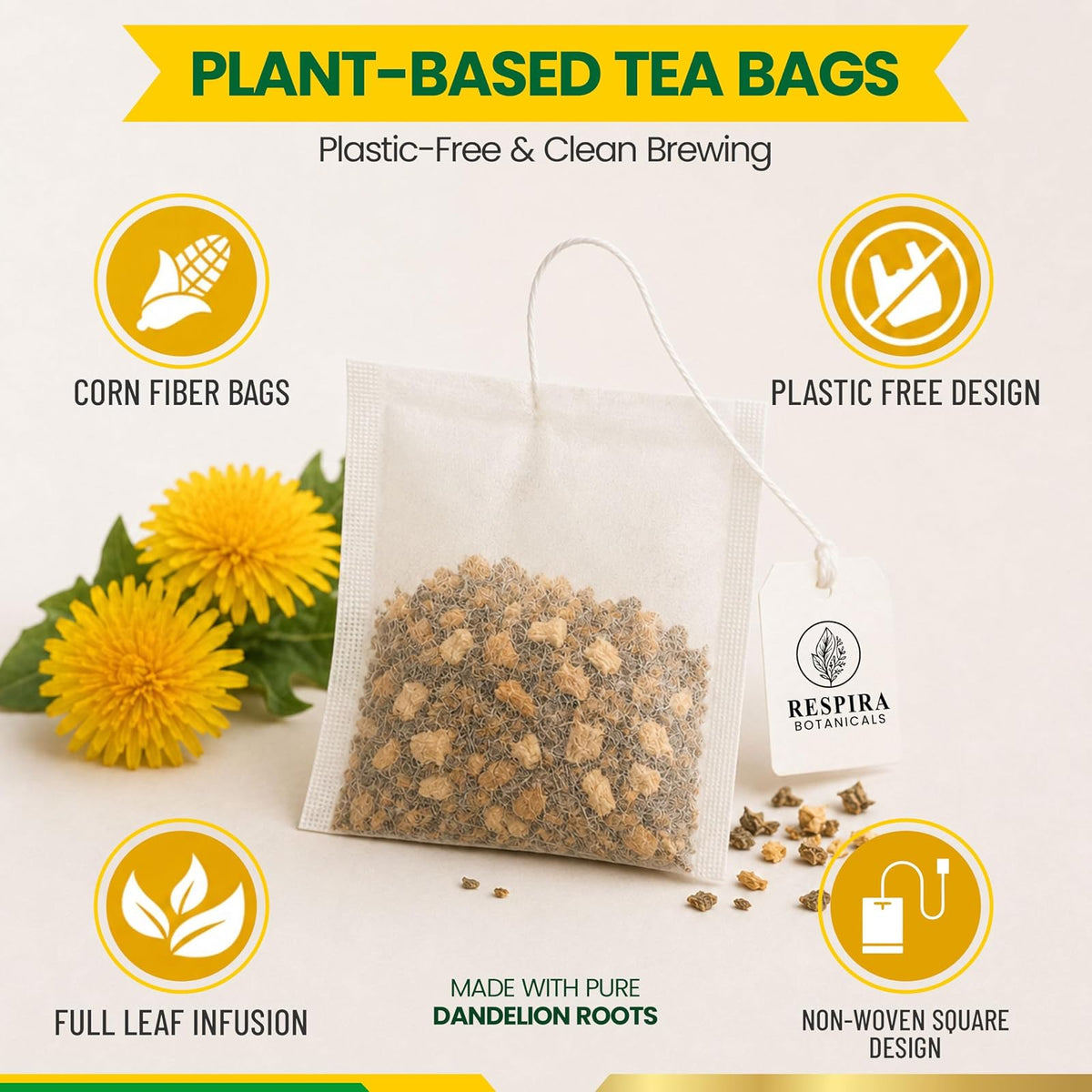 Organic dandelion root tea for digestion