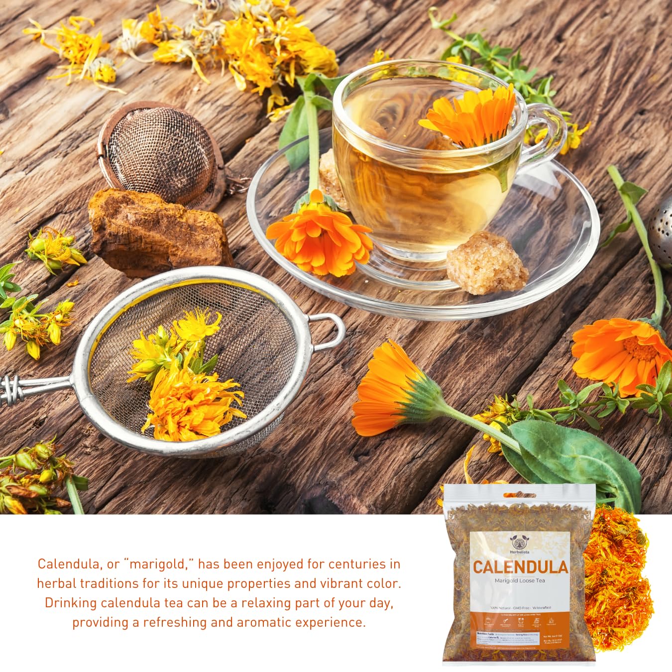 Organic dried flowers for tea blends