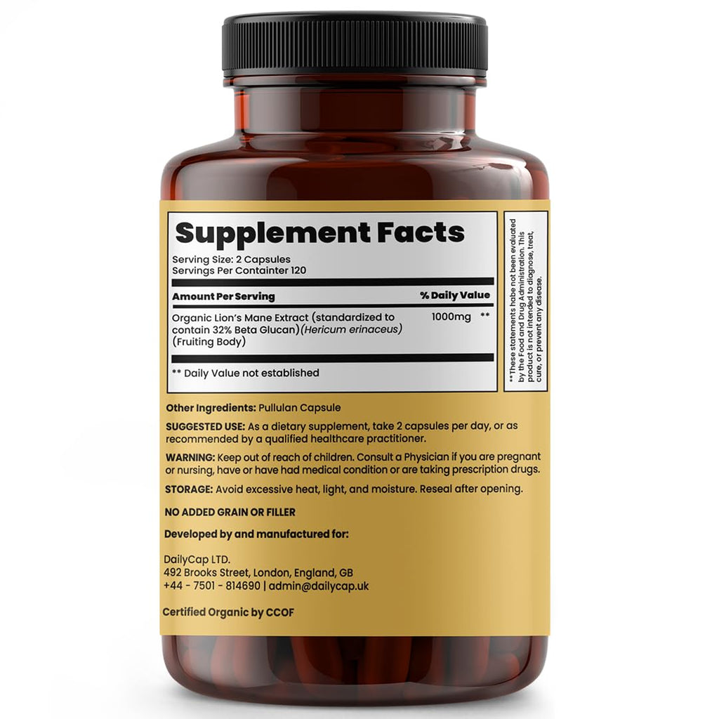 Organic dual-extracted mushrooms for focus