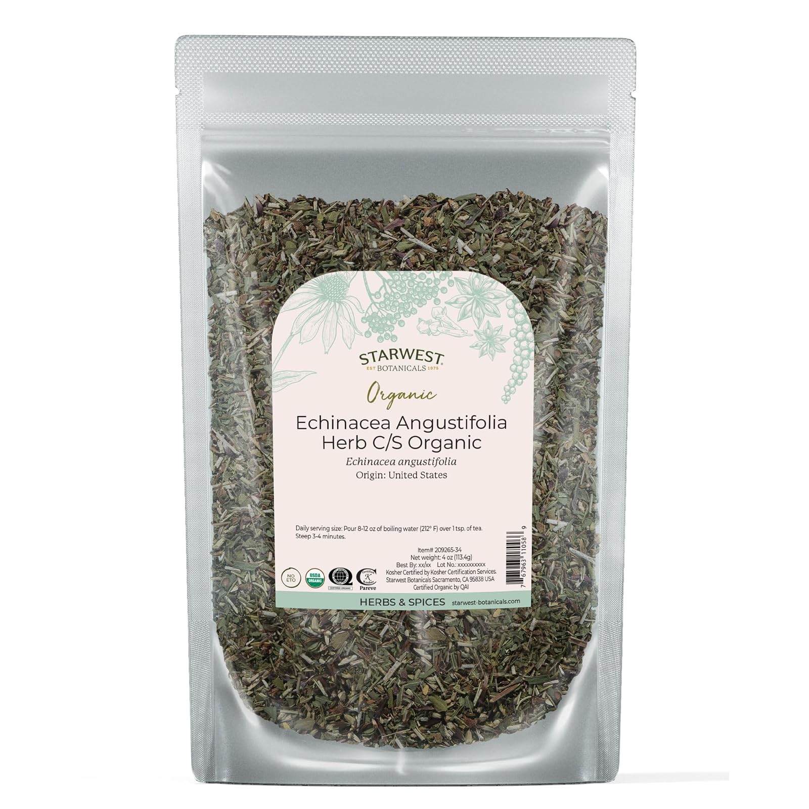 organic echinacea angustifolia pouch