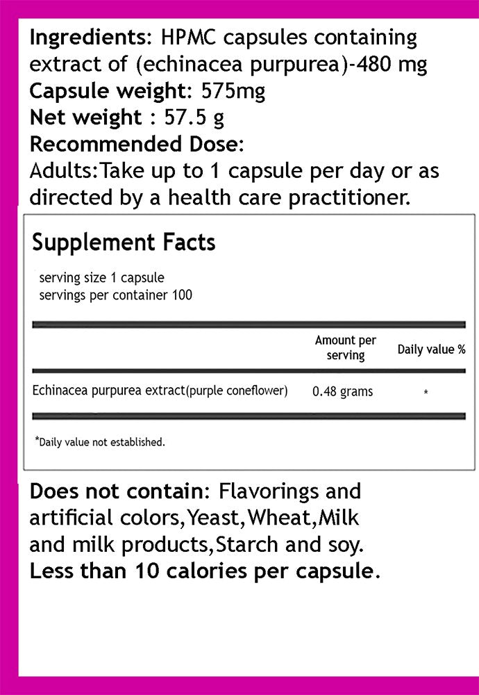 Organic echinacea capsules for health