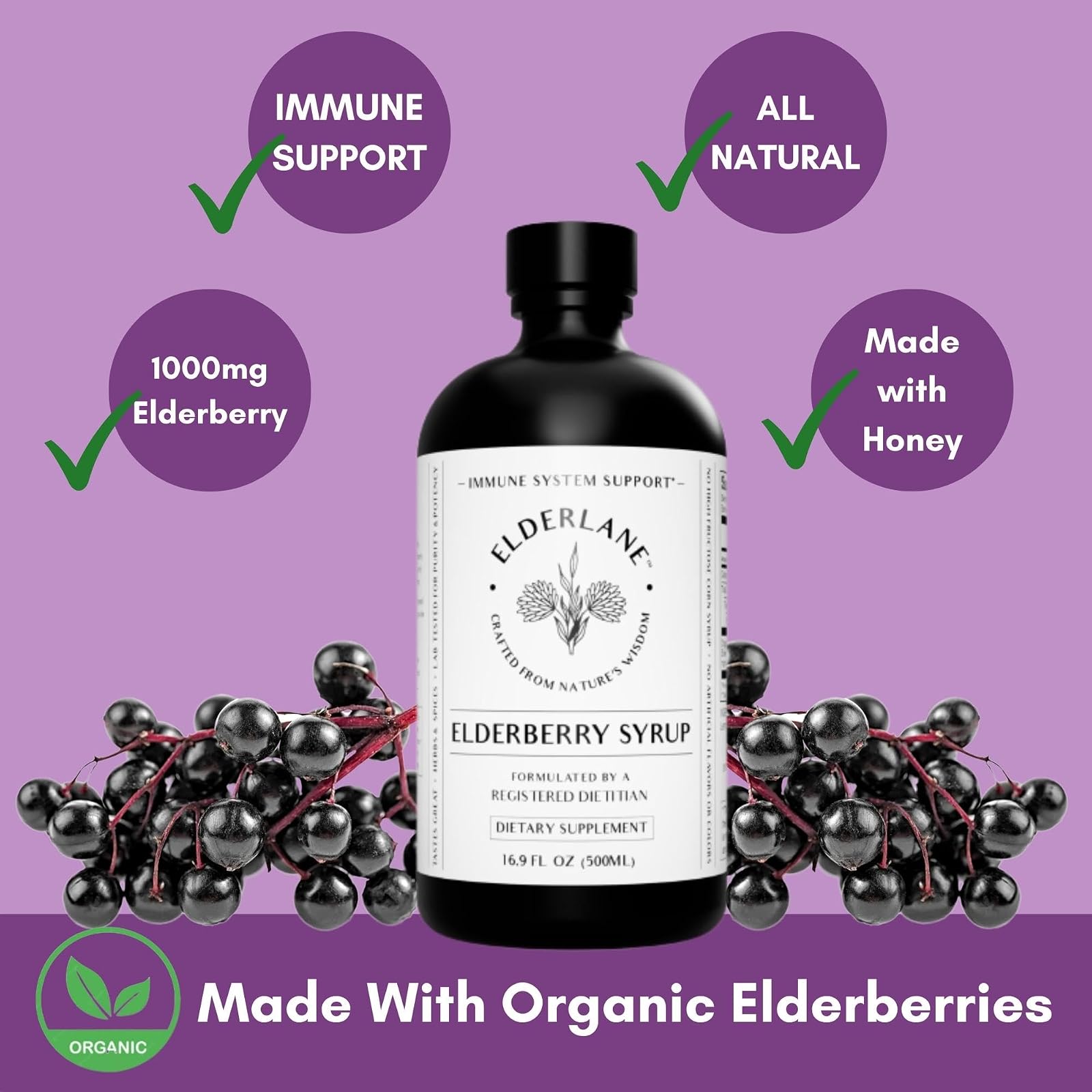 Organic elderberry syrup for cold relief