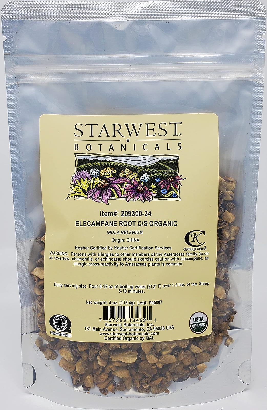 organic elecampane root cut sifted