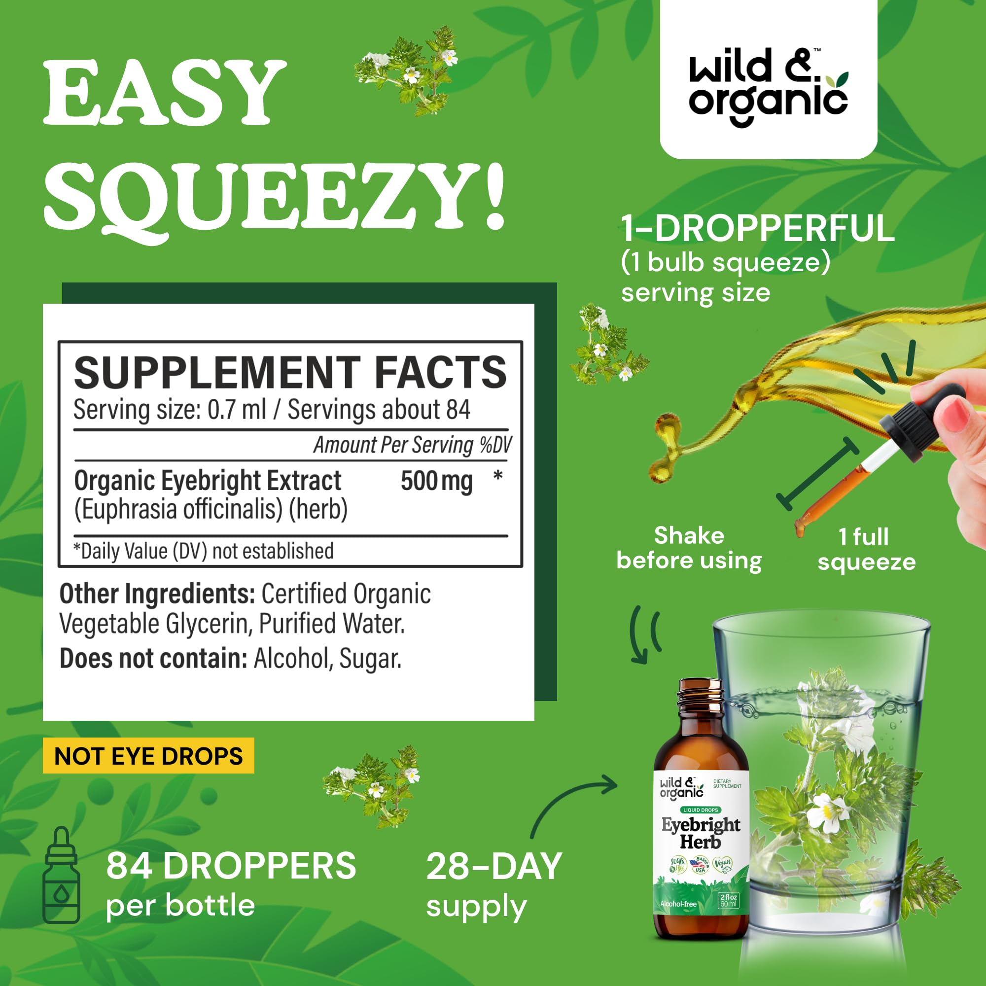 Organic Eyebright drops for vision