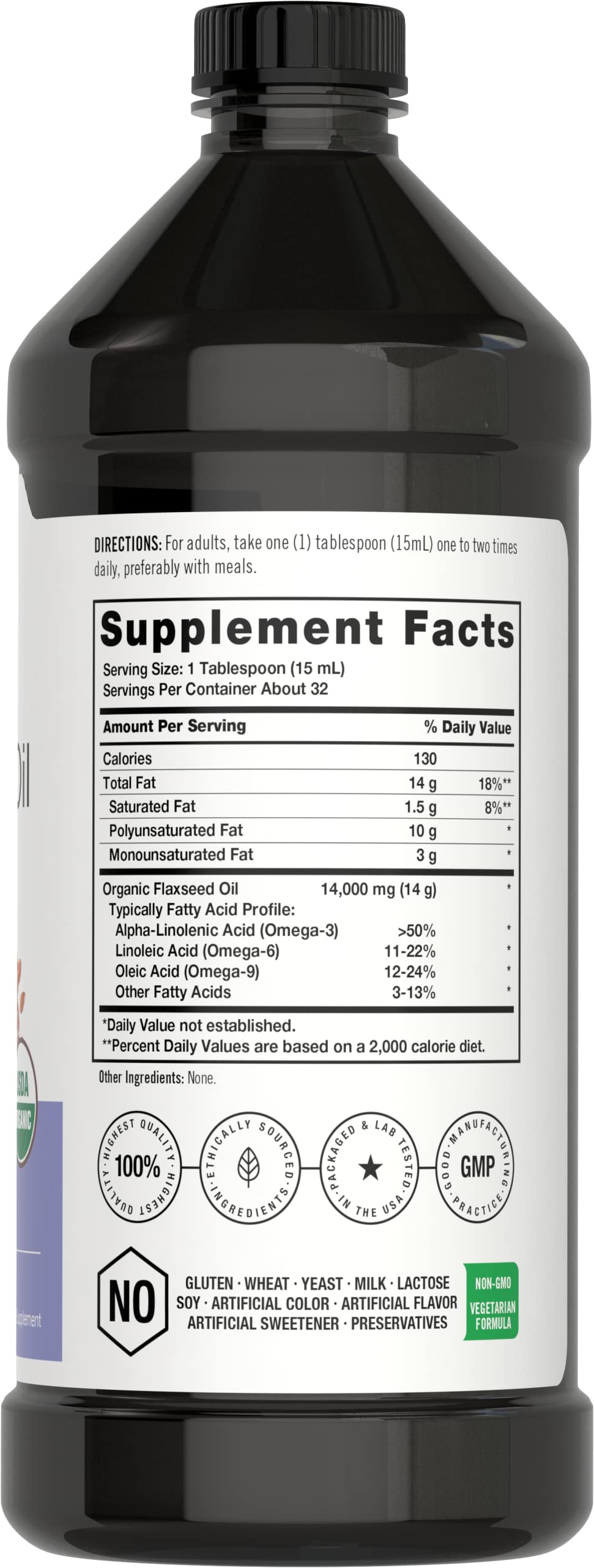 Organic flax seed oil supplement
