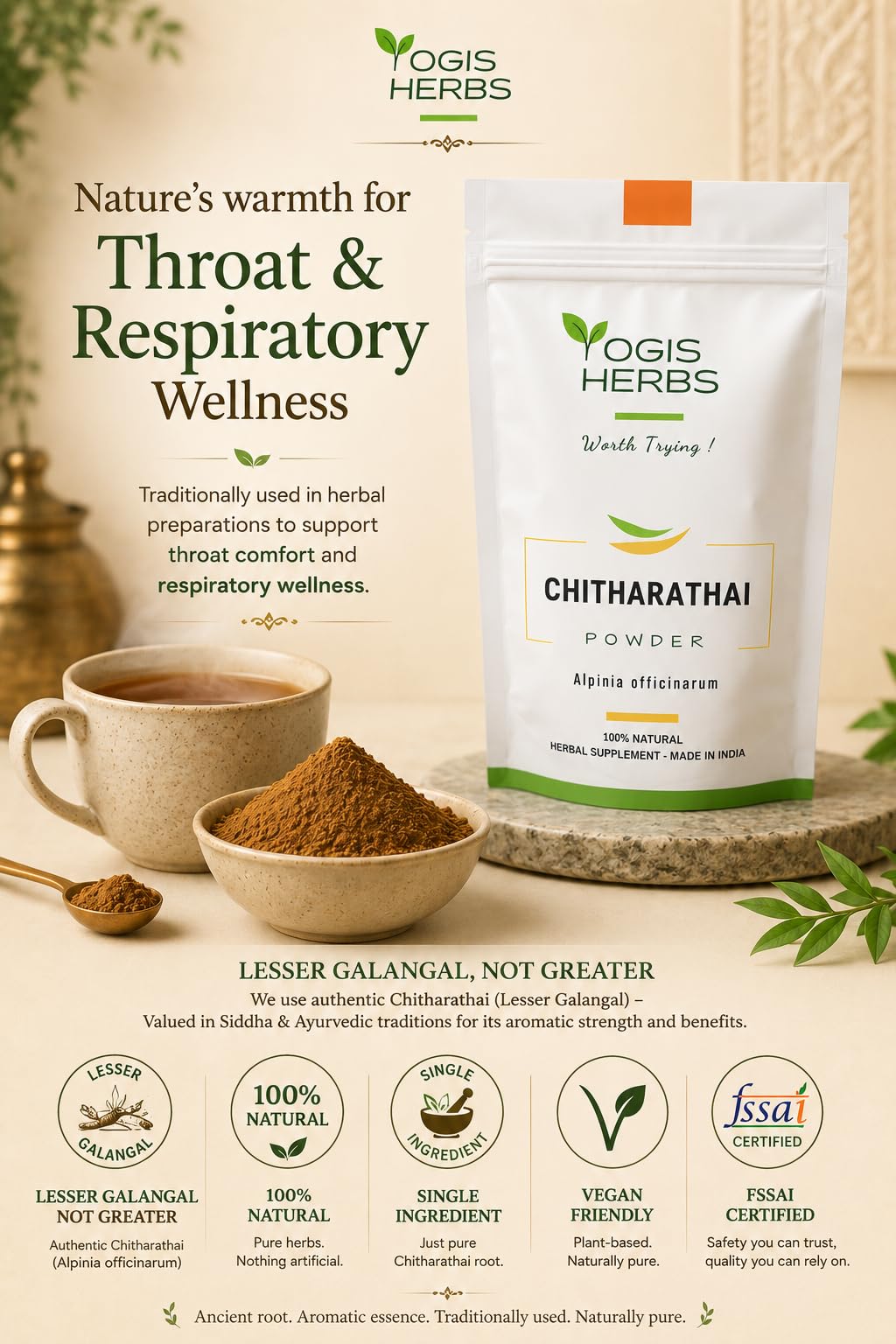 Organic ginger tea ingredient Chitharathai