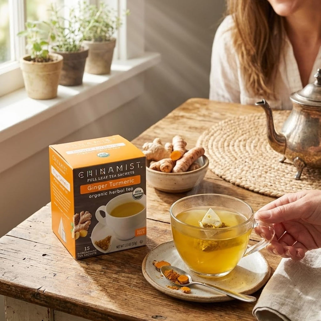 organic ginger turmeric tea sachets