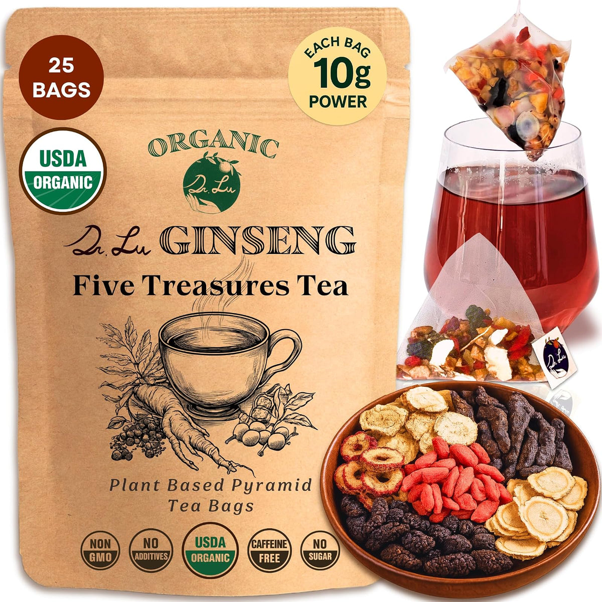 organic ginseng herbal tea bags