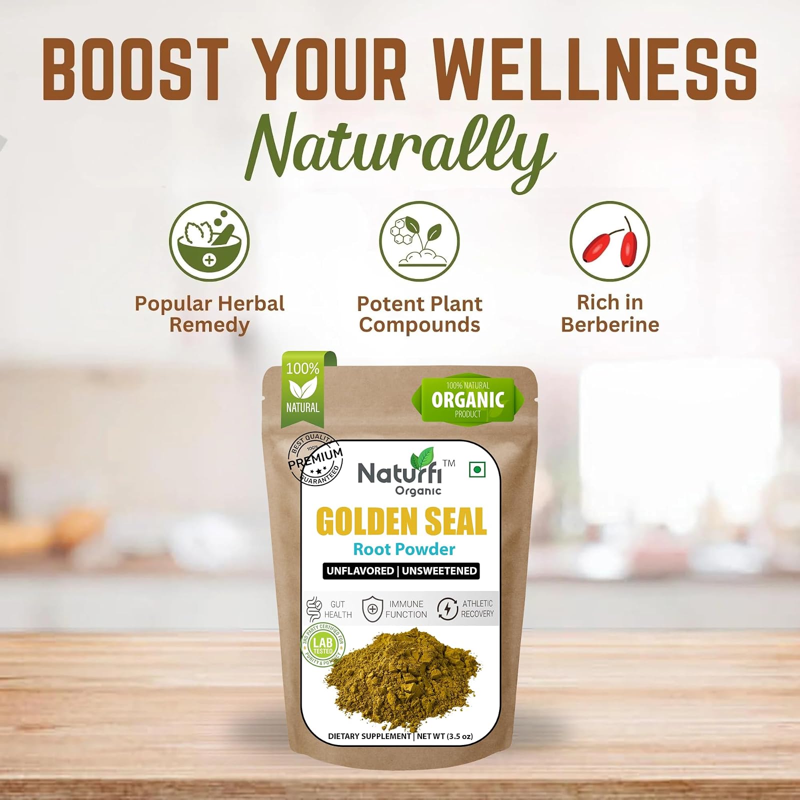 Organic goldenseal powder for immune support