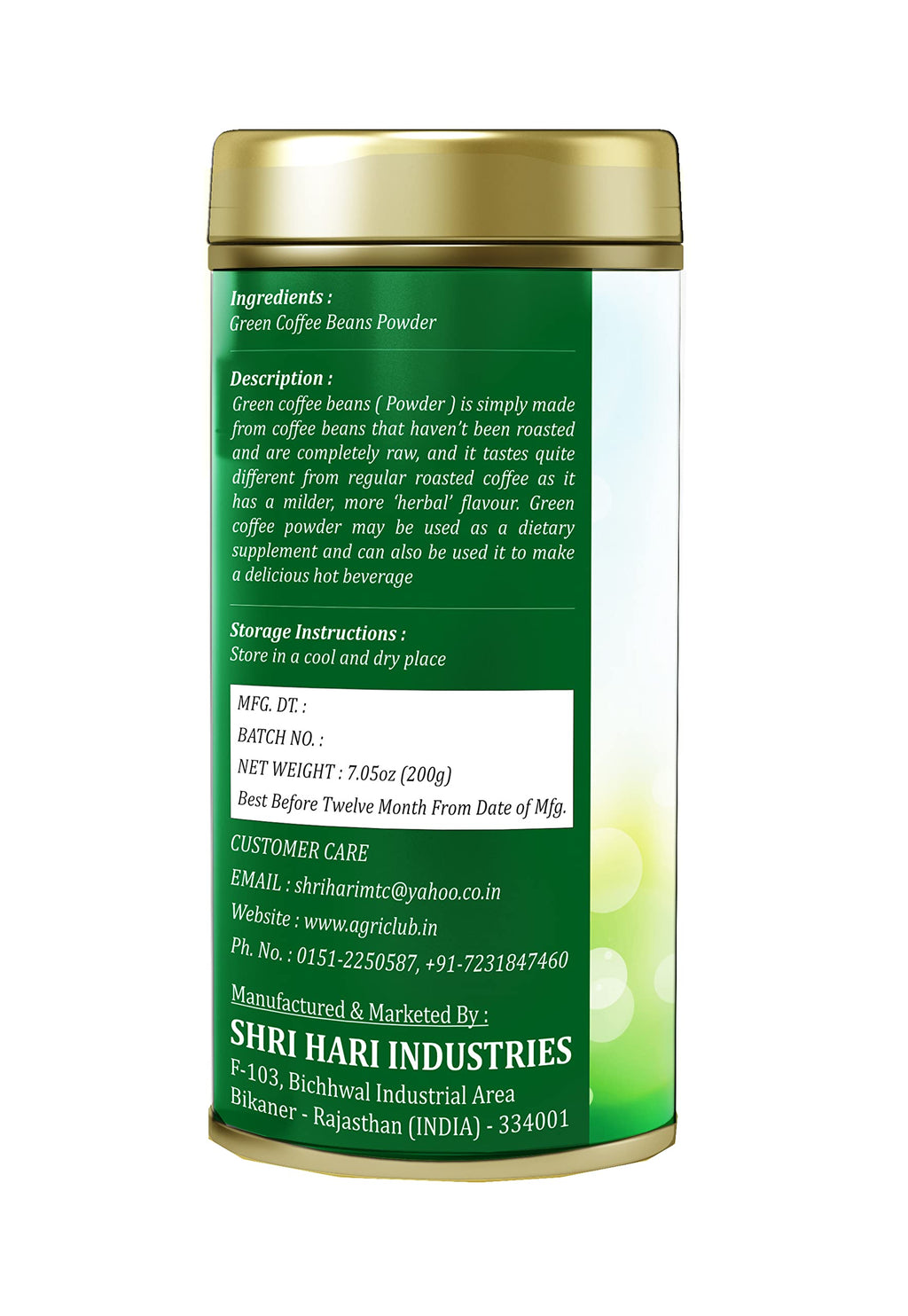 organic green coffee bean extract