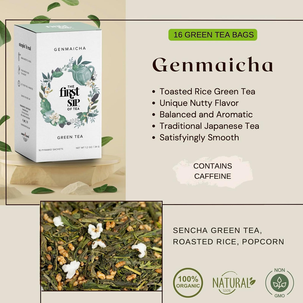 Organic green tea bags for wellness