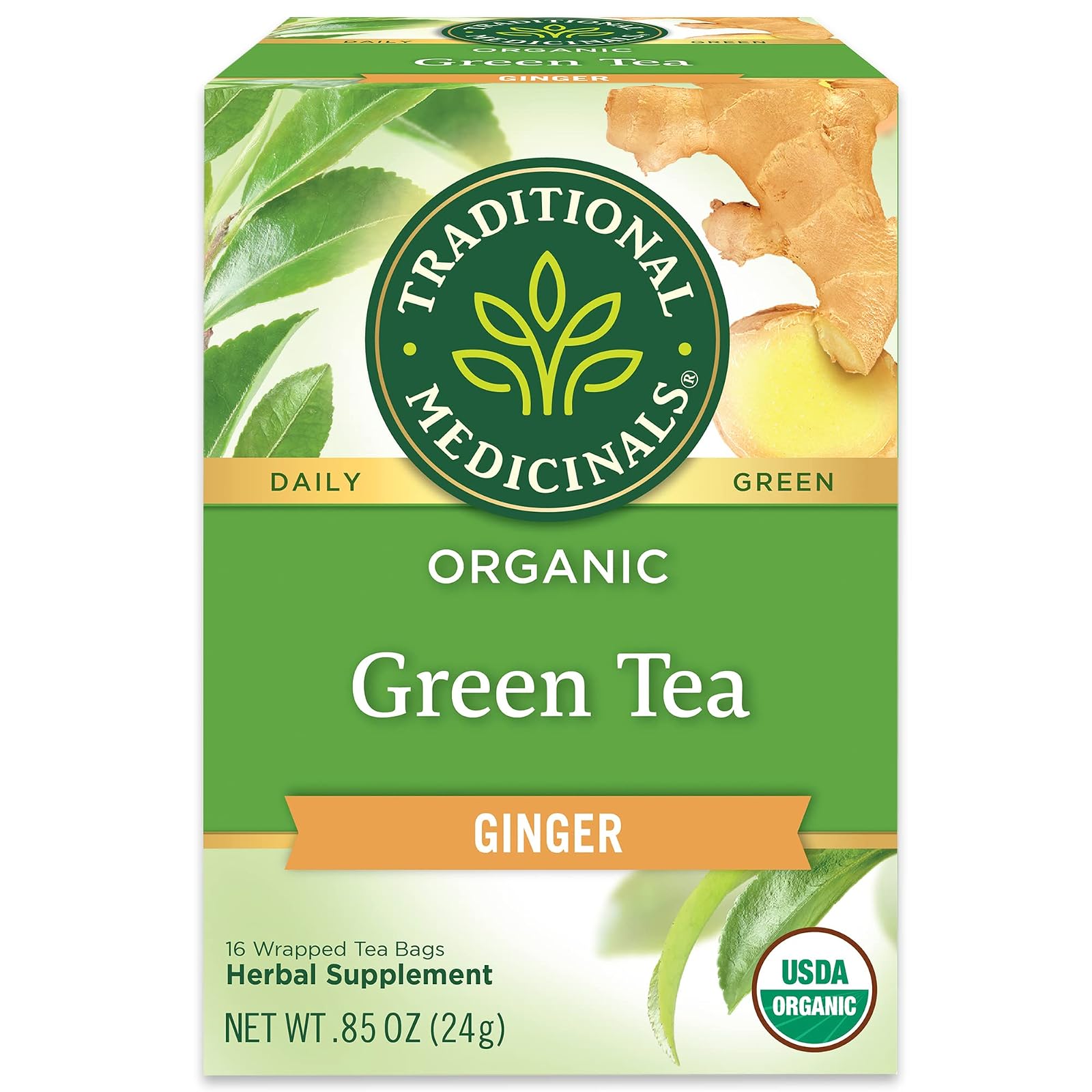organic green tea ginger bags