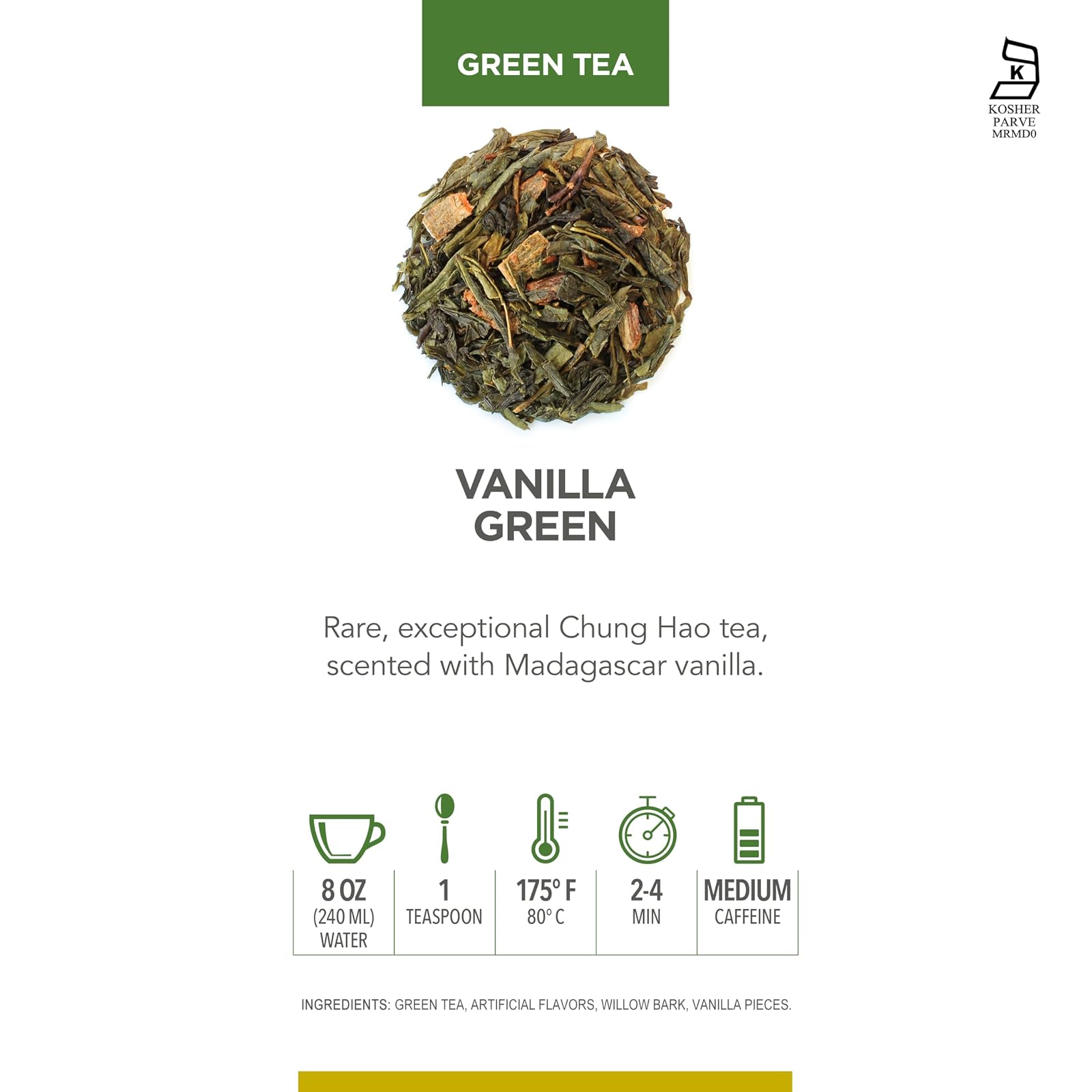 Organic green tea with vanilla flavour