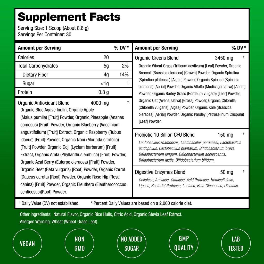 organic greens for overall health