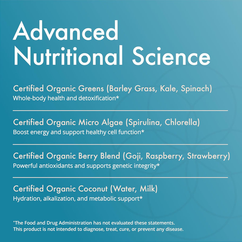 Organic greens powder for daily nutrition
