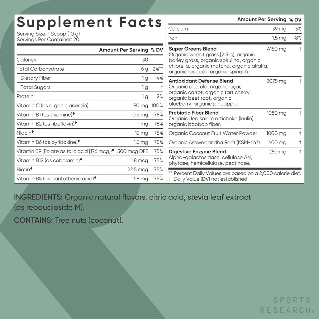 organic greens powder for detox