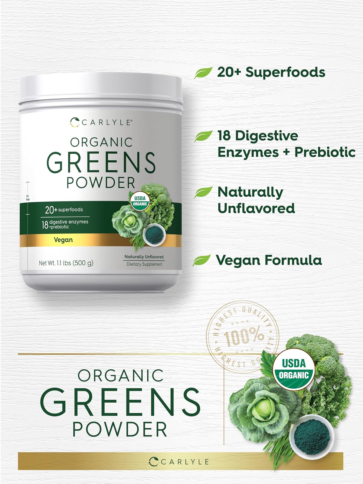 organic greens powder for energy boost