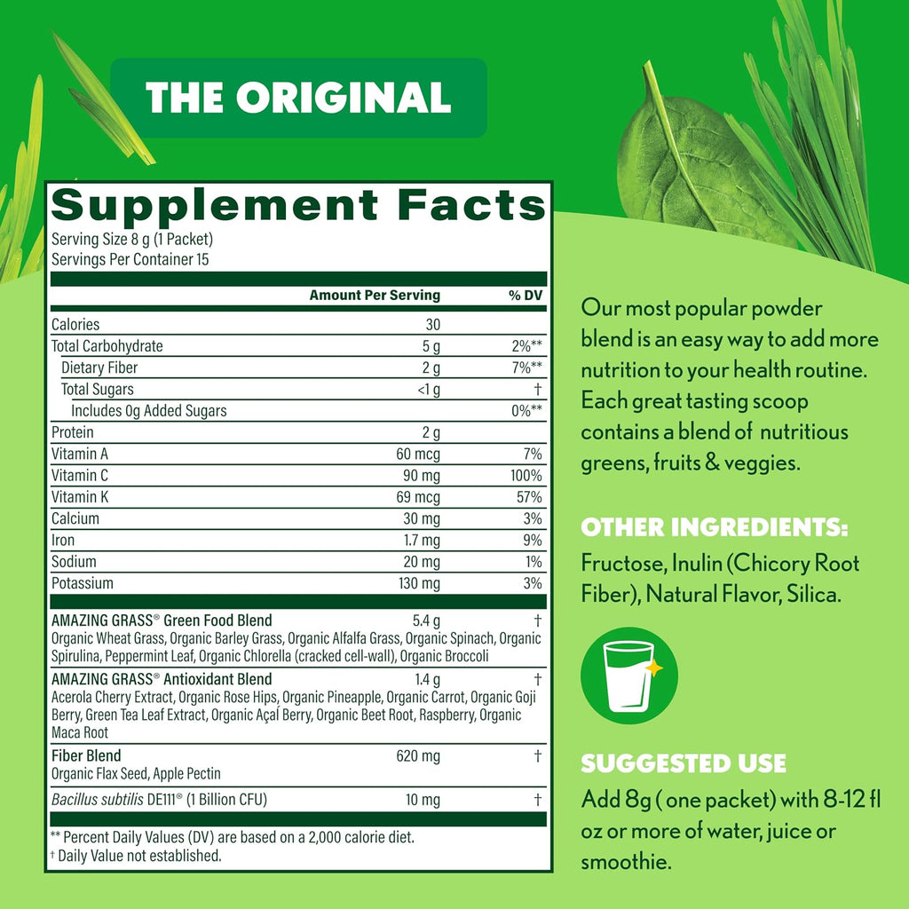 Organic greens powders for daily nutrition