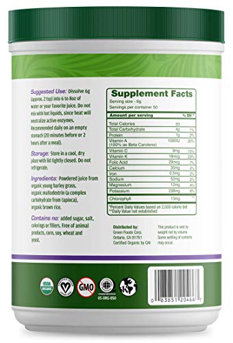 Organic greens powders for energy
