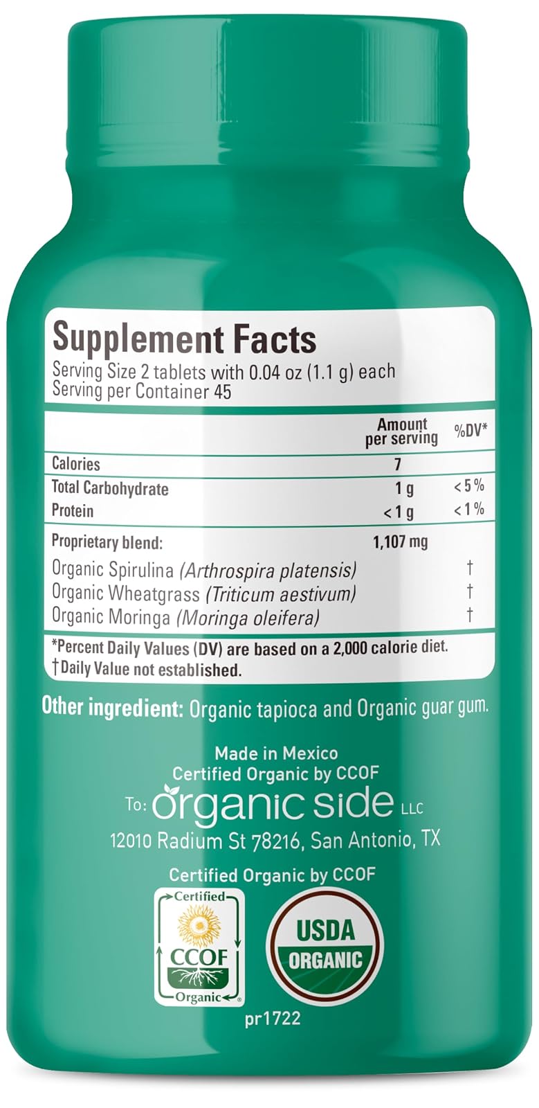 Organic greens tablets for daily wellness