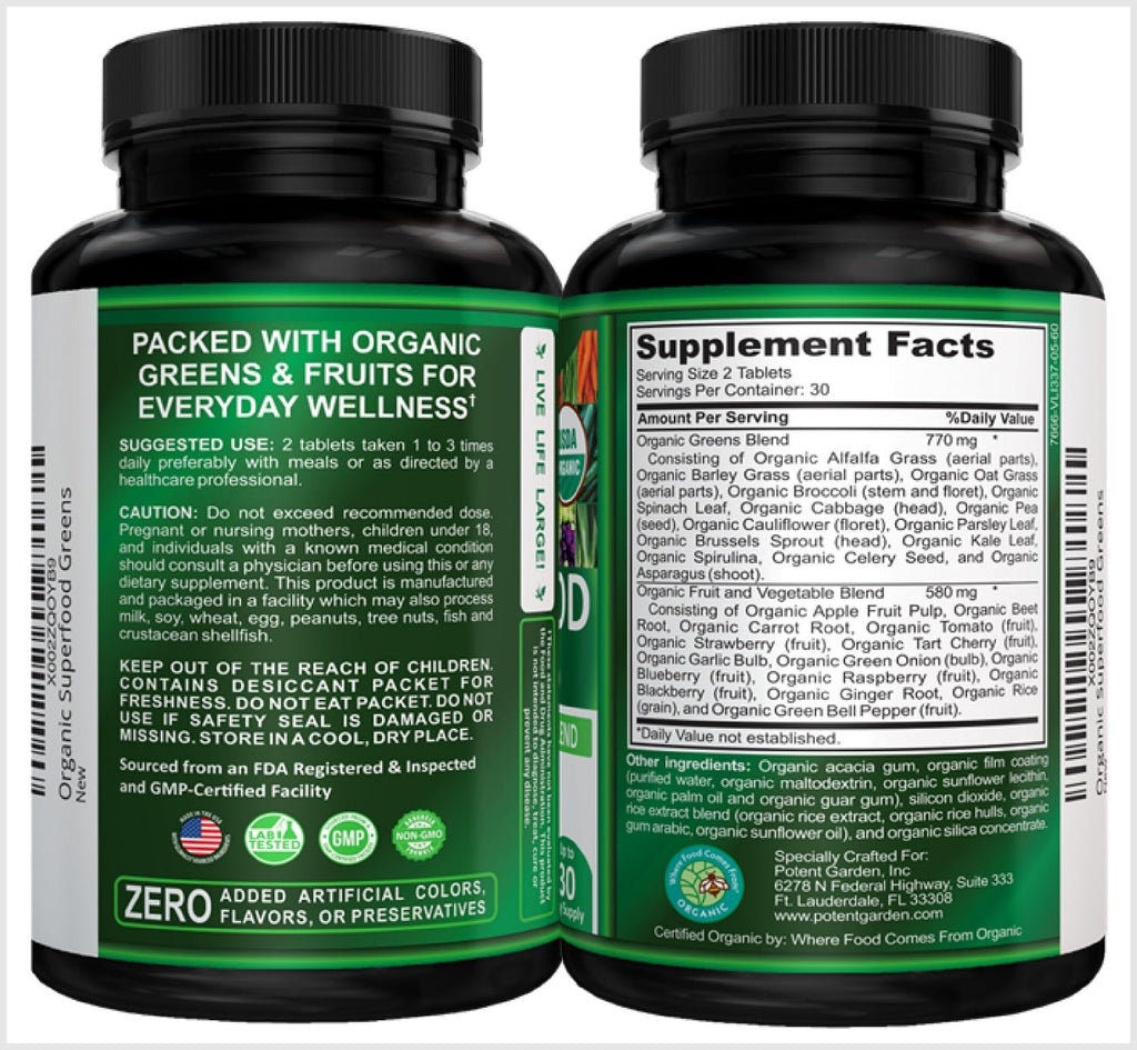 organic greens tablets for seniors