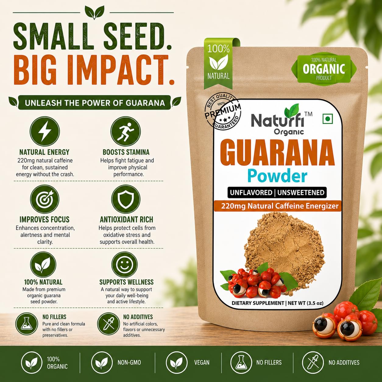 Organic guarana for workout recovery