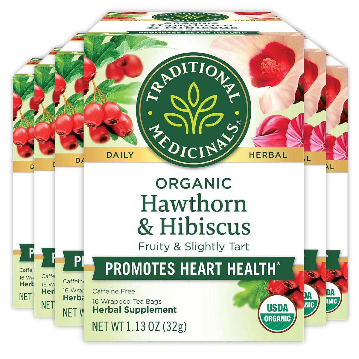organic hawthorn and hibiscus tea bags