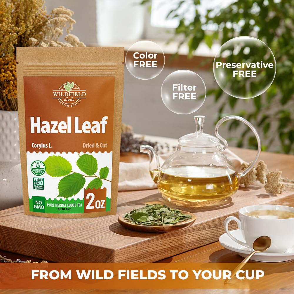 organic hazel leaf tea leaves