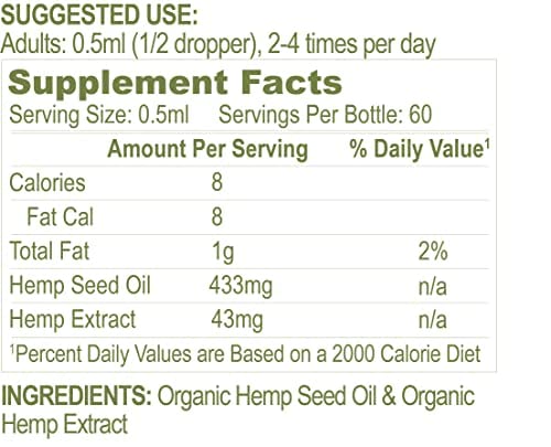 Organic hemp oil for wellness