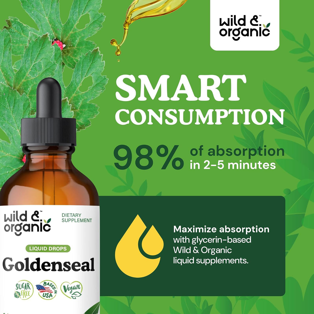 Organic herbal remedy Goldenseal tincture