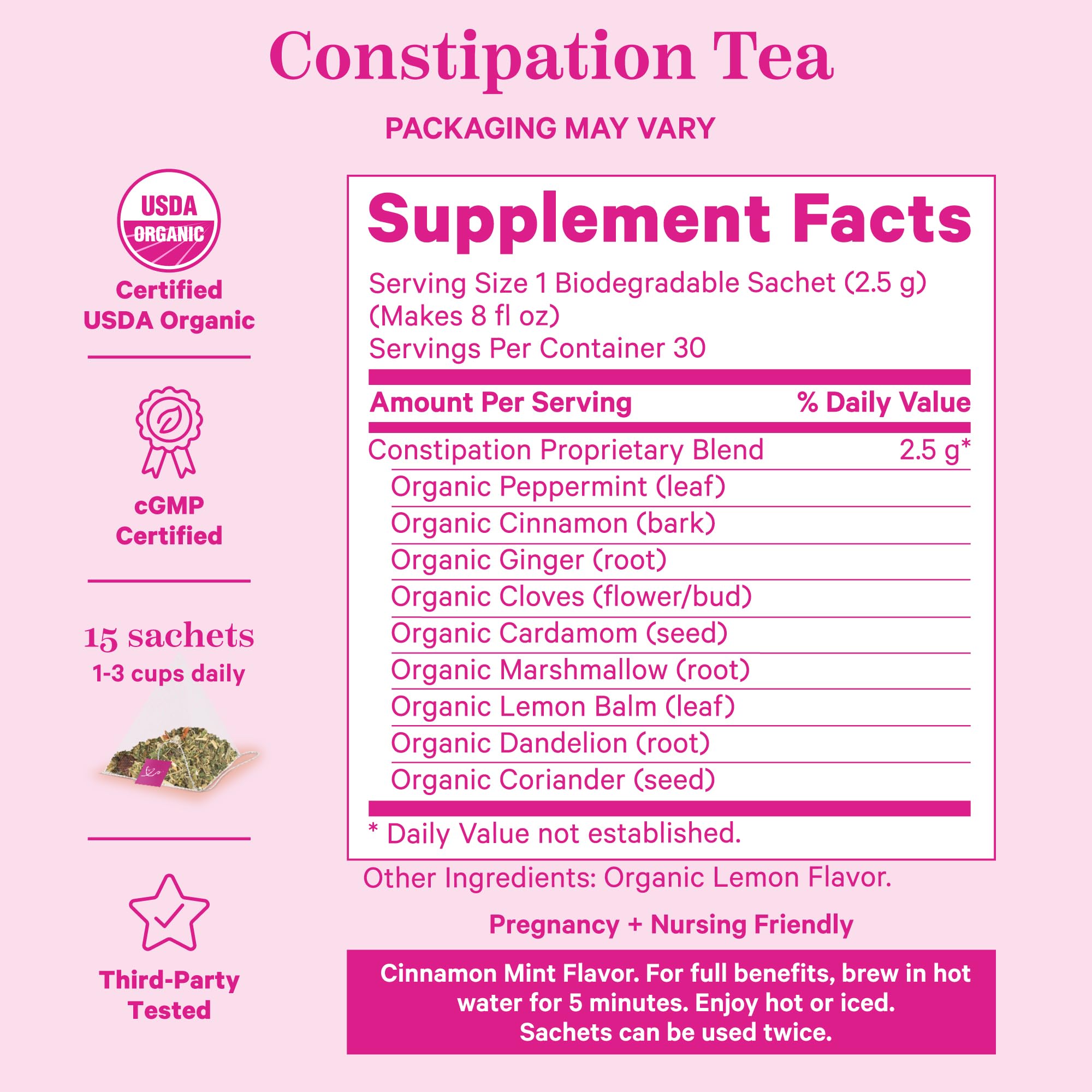 Organic herbal tea for gut health