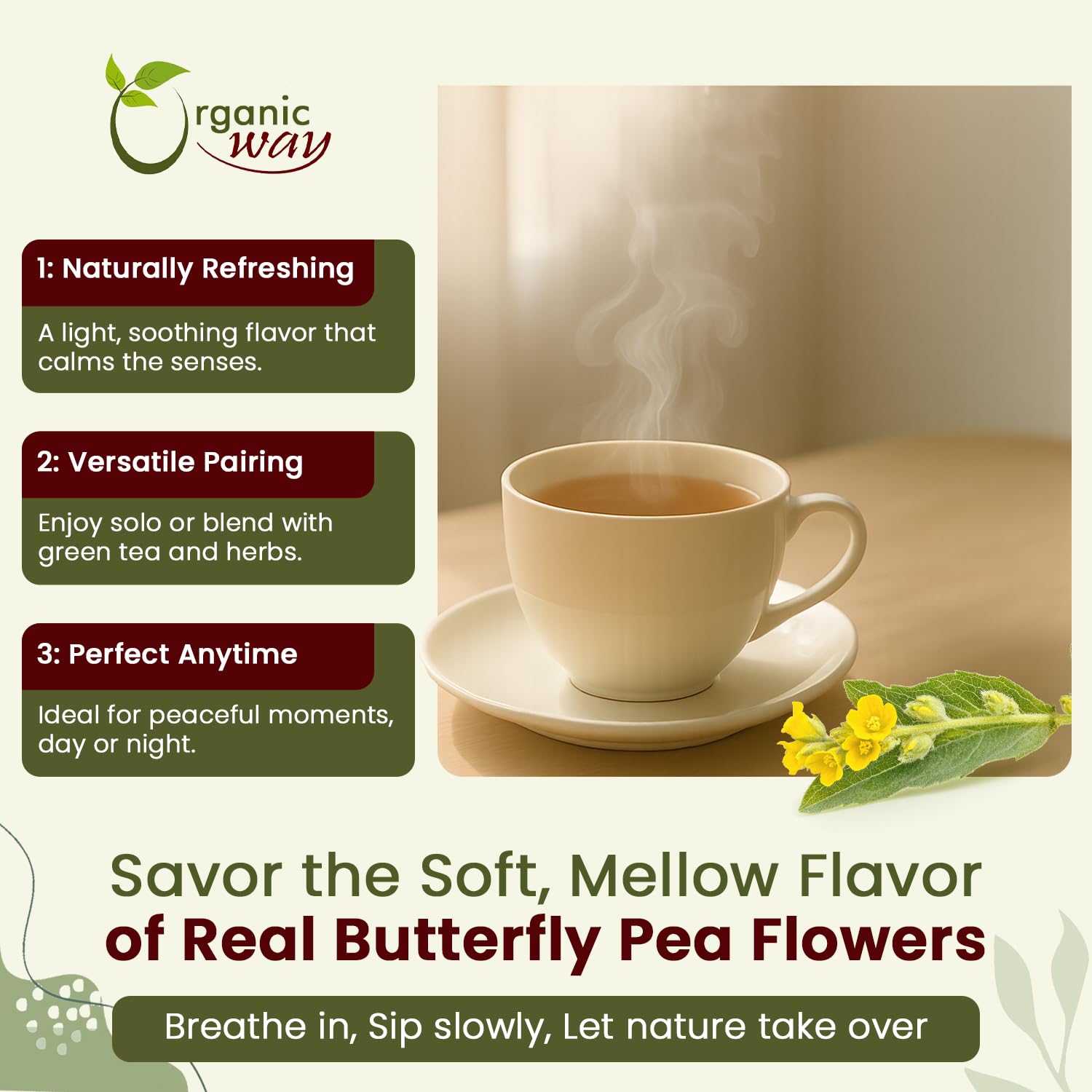 Organic herbal tea for relaxation