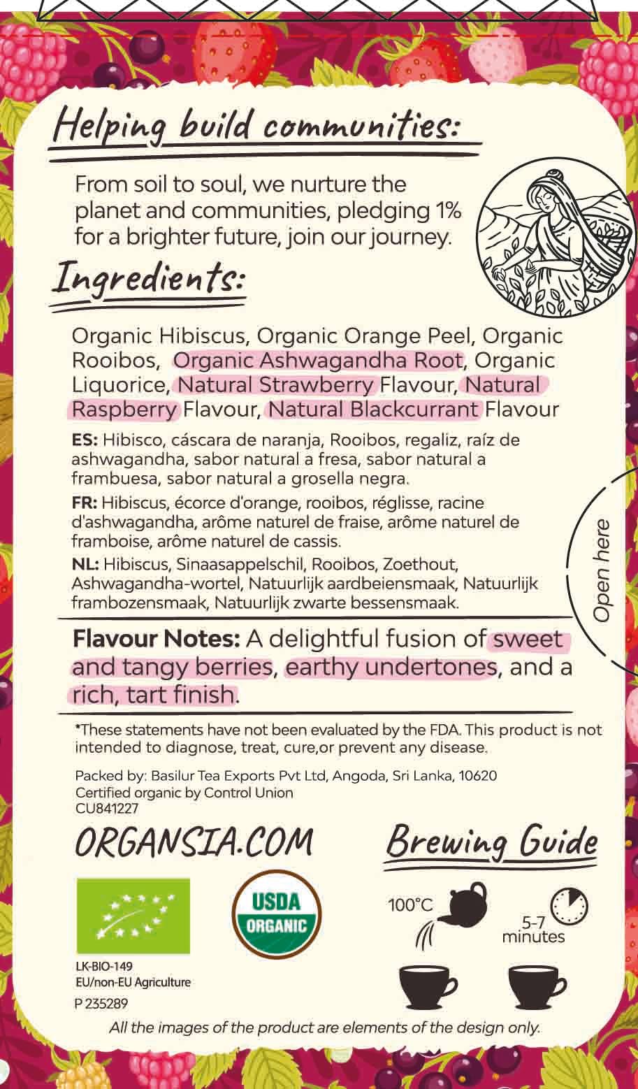 Organic herbal tea for stress relief