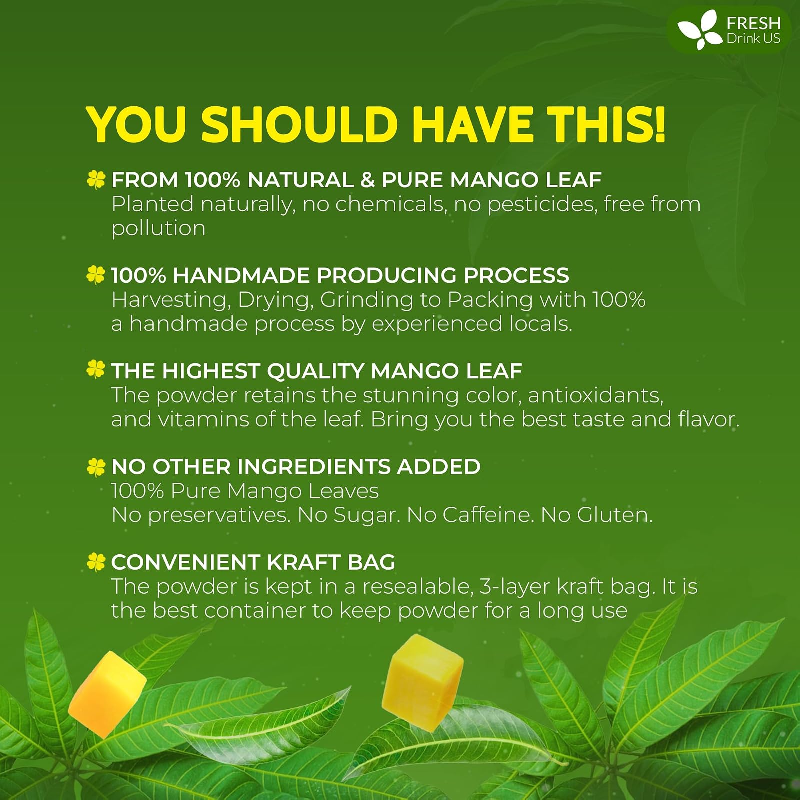 Organic herbal tea mango leaves