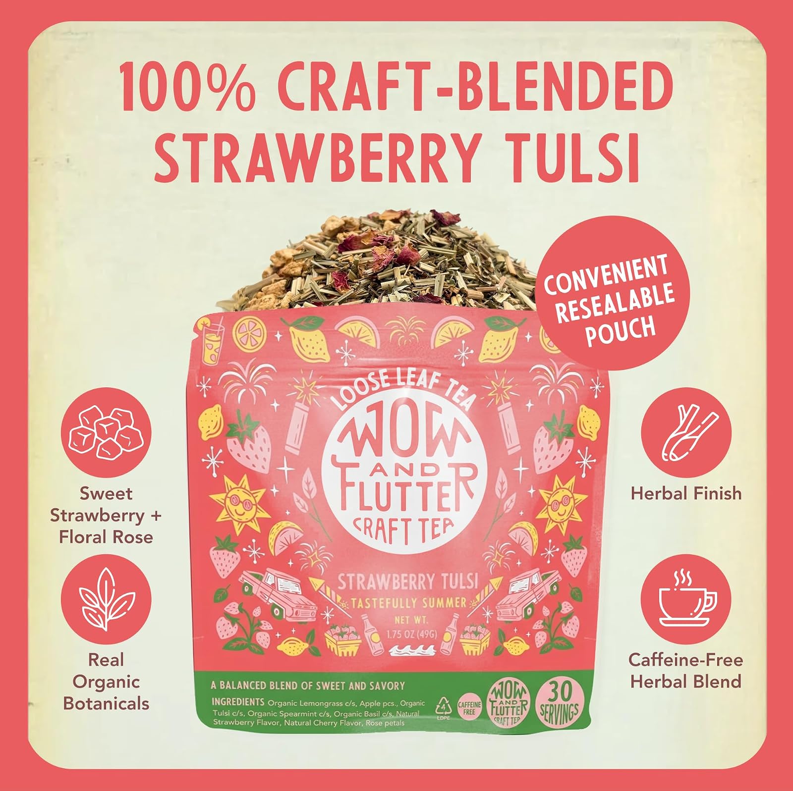 organic herbal tea with strawberry flavour