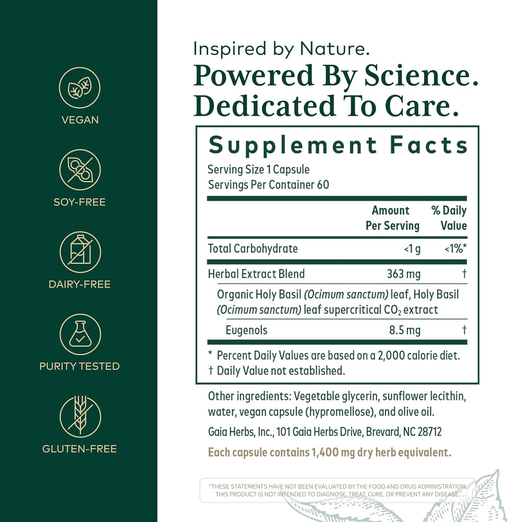 Organic Holy Basil supplement for wellness