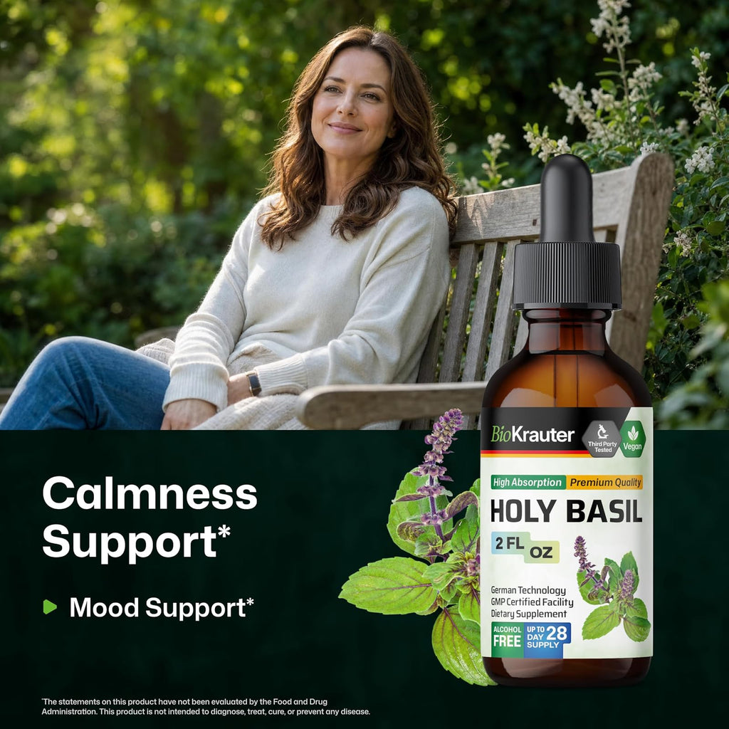 Organic Holy Basil tincture for stress relief