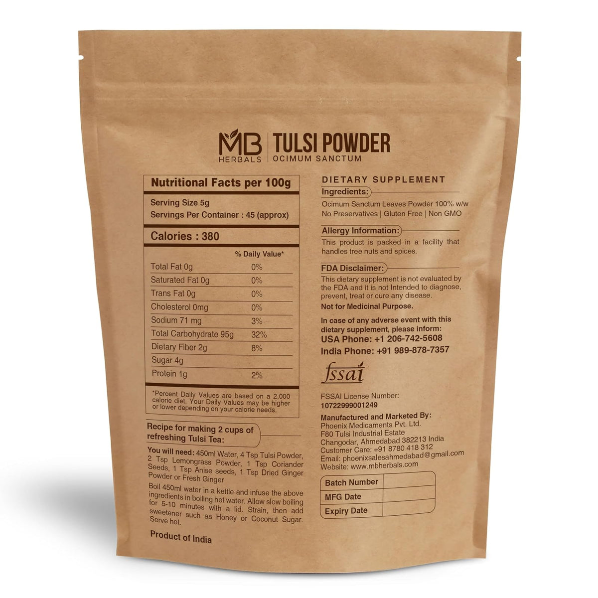 Organic Holy Basil Tulsi Powder benefits