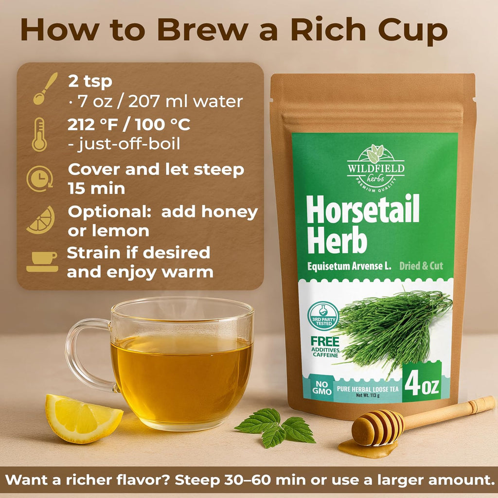 Organic horsetail tea for relaxation