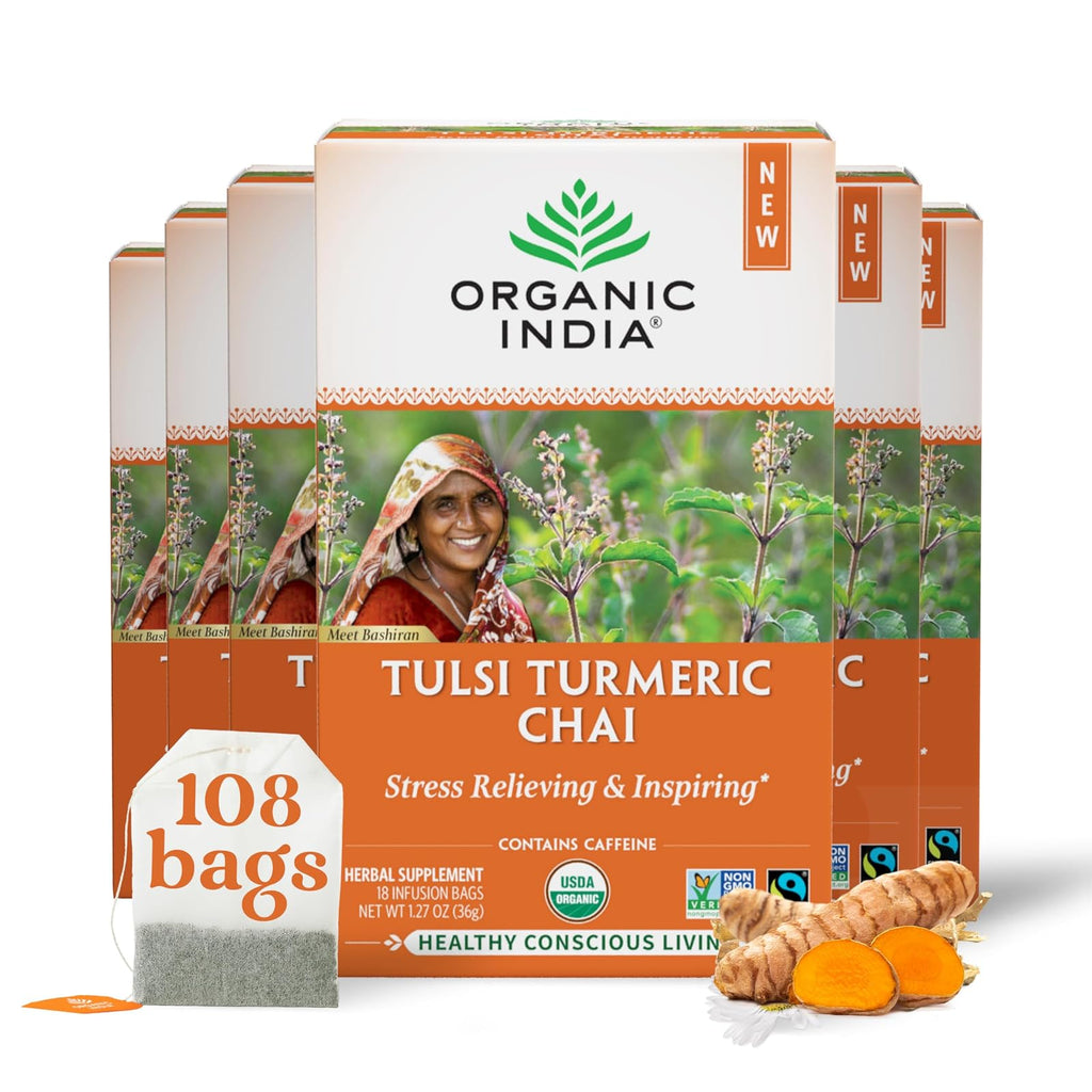 organic india tulsi turmeric chai tea bags
