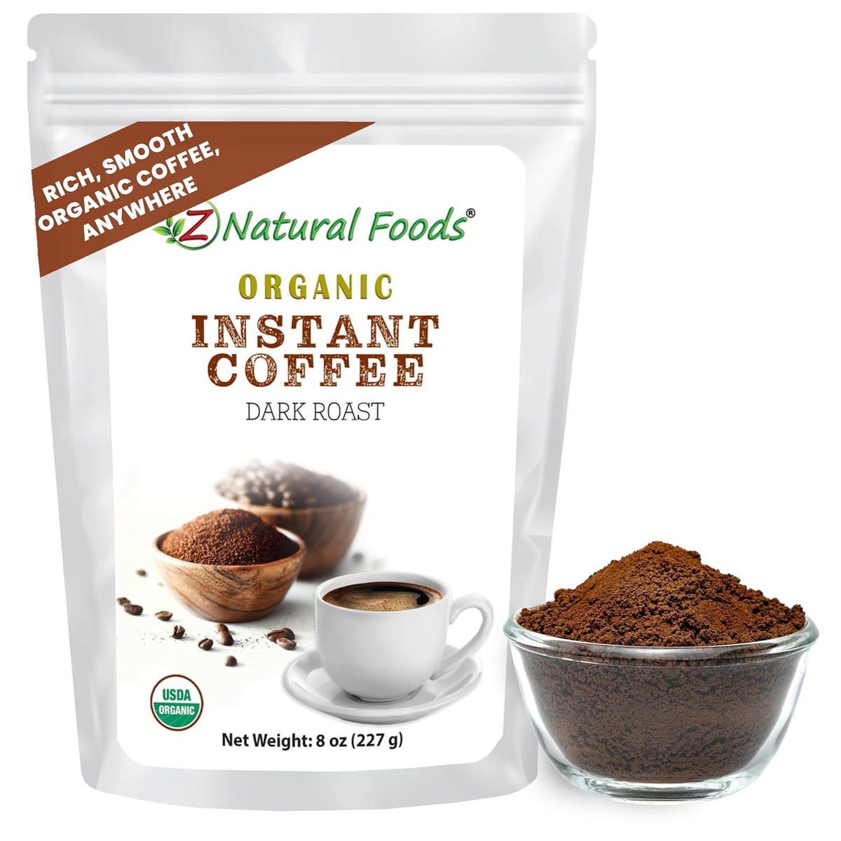 organic instant coffee powder dark roast