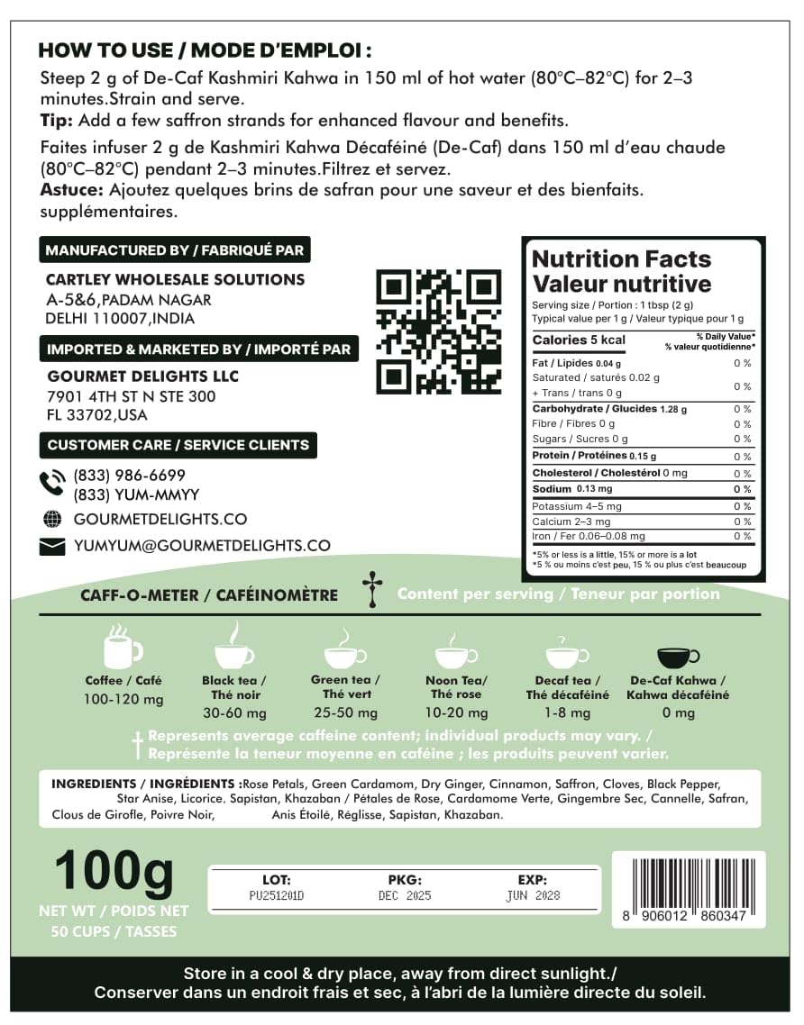 organic Kashmiri Kahwa loose leaf