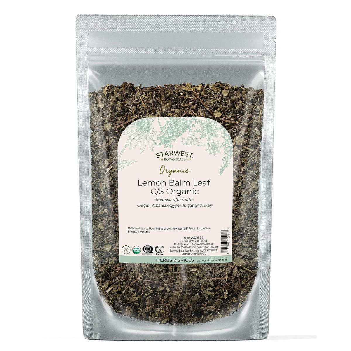 organic lemon balm herbal tea