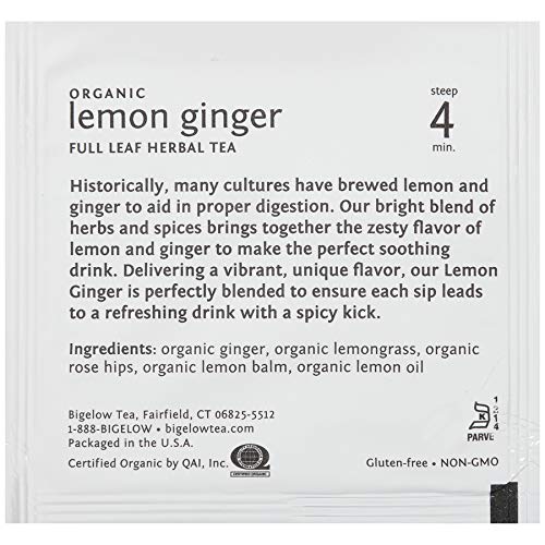 organic lemon ginger herbal tea blend