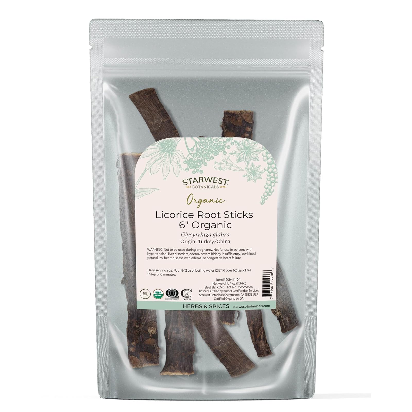 organic licorice root sticks pouch