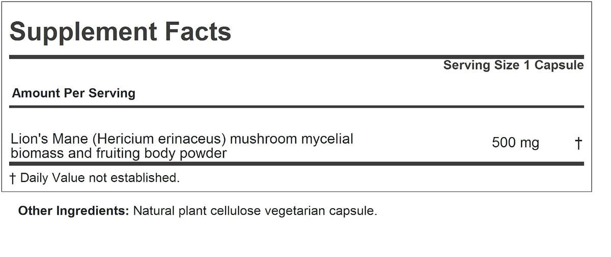 Organic Lion's Mane mushroom supplement