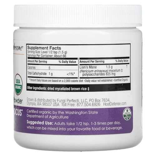 Organic Lion's Mane mycelium supplement