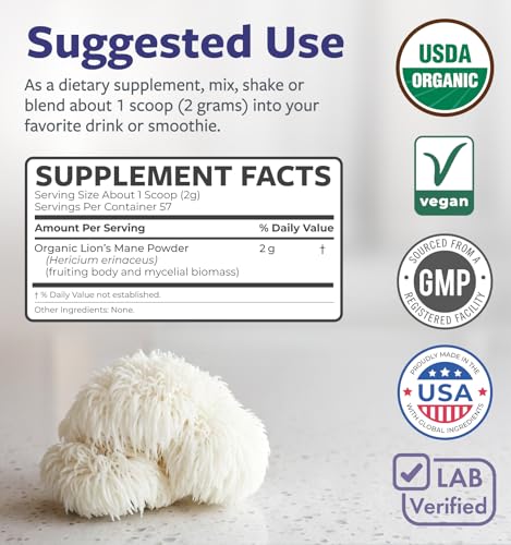 Organic Lion's Mane powder for smoothies