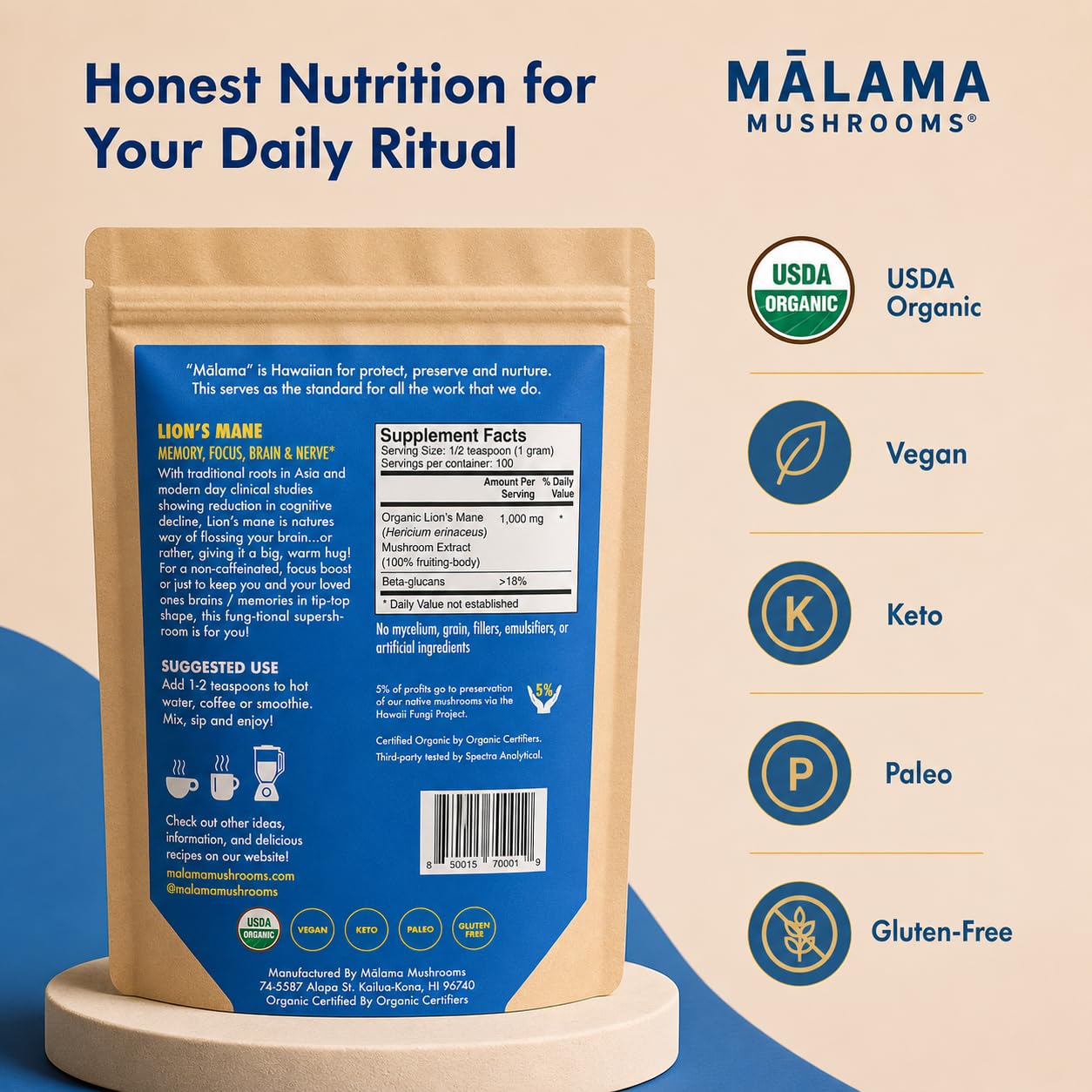 organic lion's mane supplement for wellness